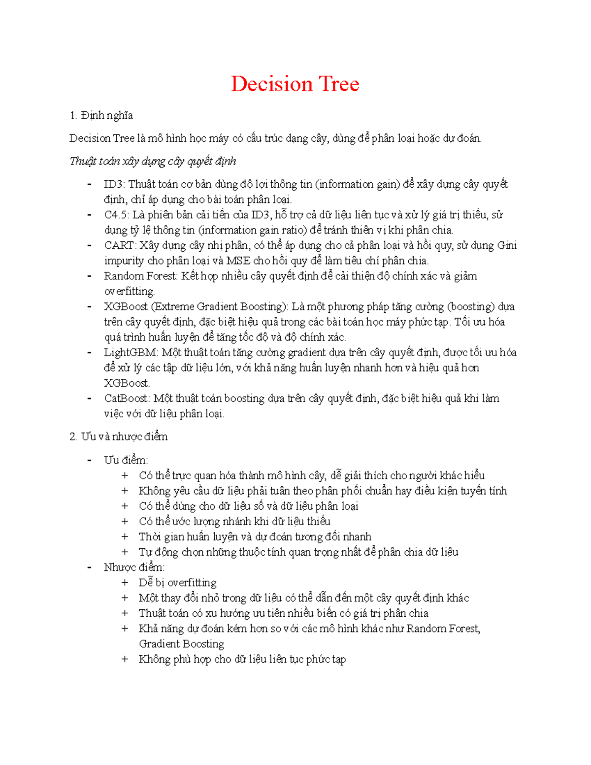 Decision Tree Models in Machine Learning: Overview and Algorithms - Studocu