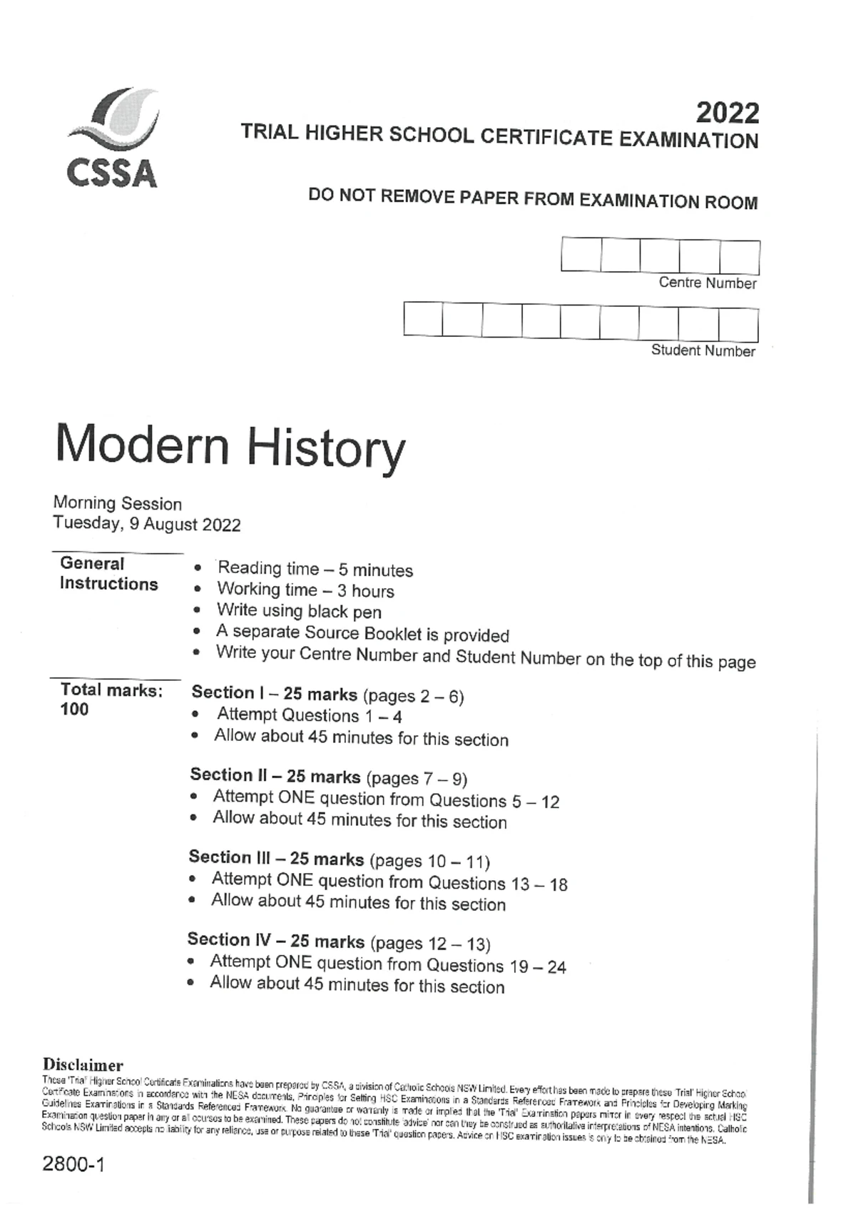 Modern History Past HSC Exam Qs and Sample Answers 2019-2021 - Studocu