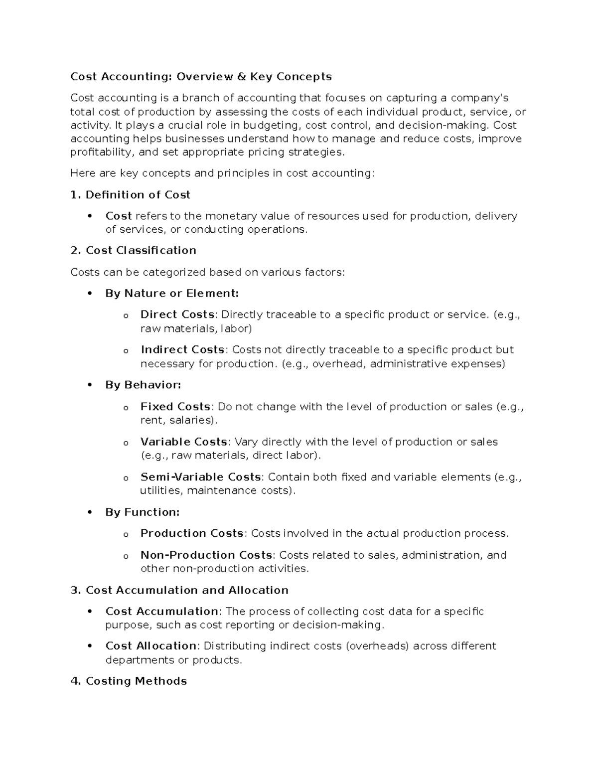 Cost Accounting Concepts and Principles Overview: Key Topics and ...