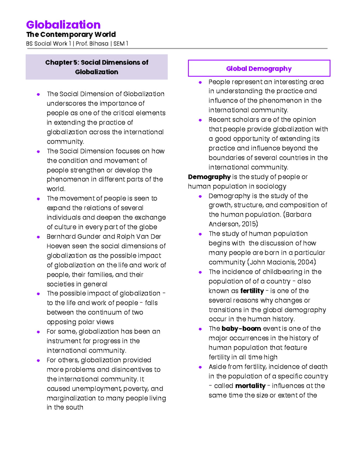 (TCW) Globalization: Social & Ecological Dimensions (Ch 5-7) - Studocu