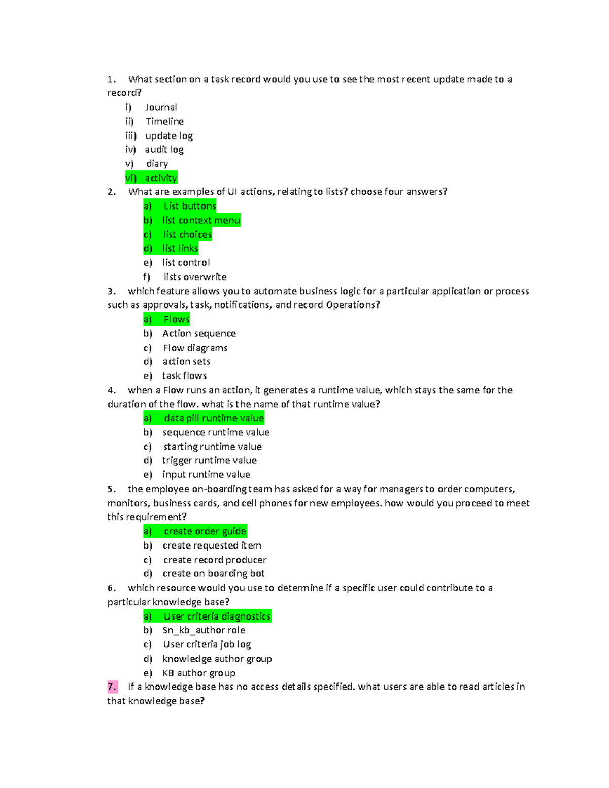 CSA Exam Answers 8 - ServiceNow Knowledge Check - Studocu