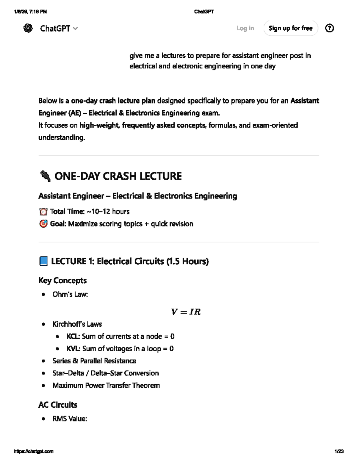Crash Lecture Plan for AE Electrical & Electronics Engineering Exam ...