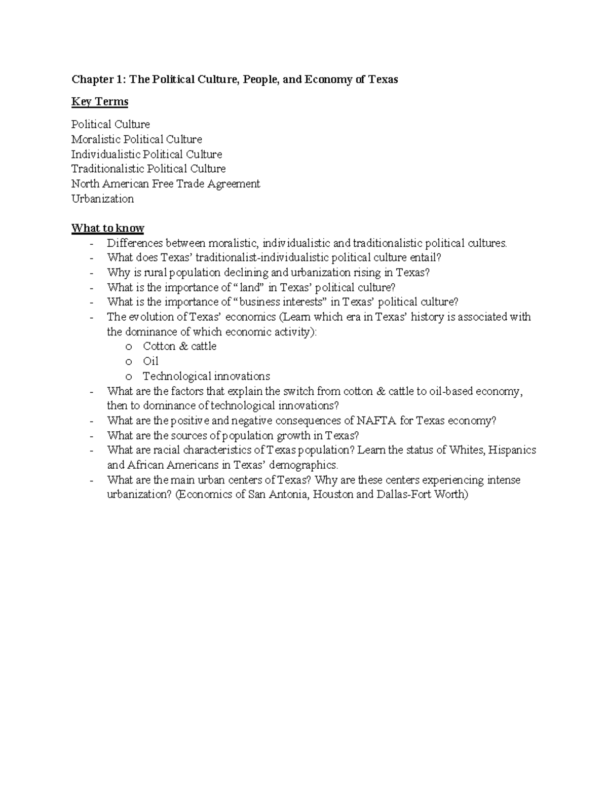 Exam 1 Study Guide: Political Culture & Constitution of Texas - Studocu