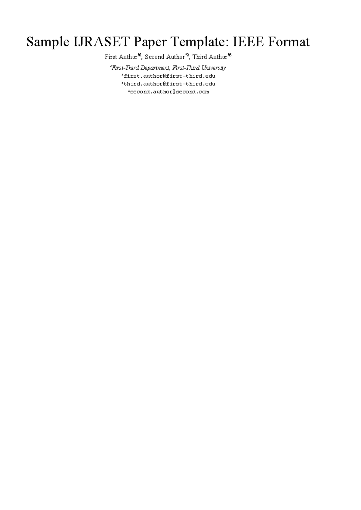 IJRASET Paper Template and Formatting Instructions for IEEE - Studocu