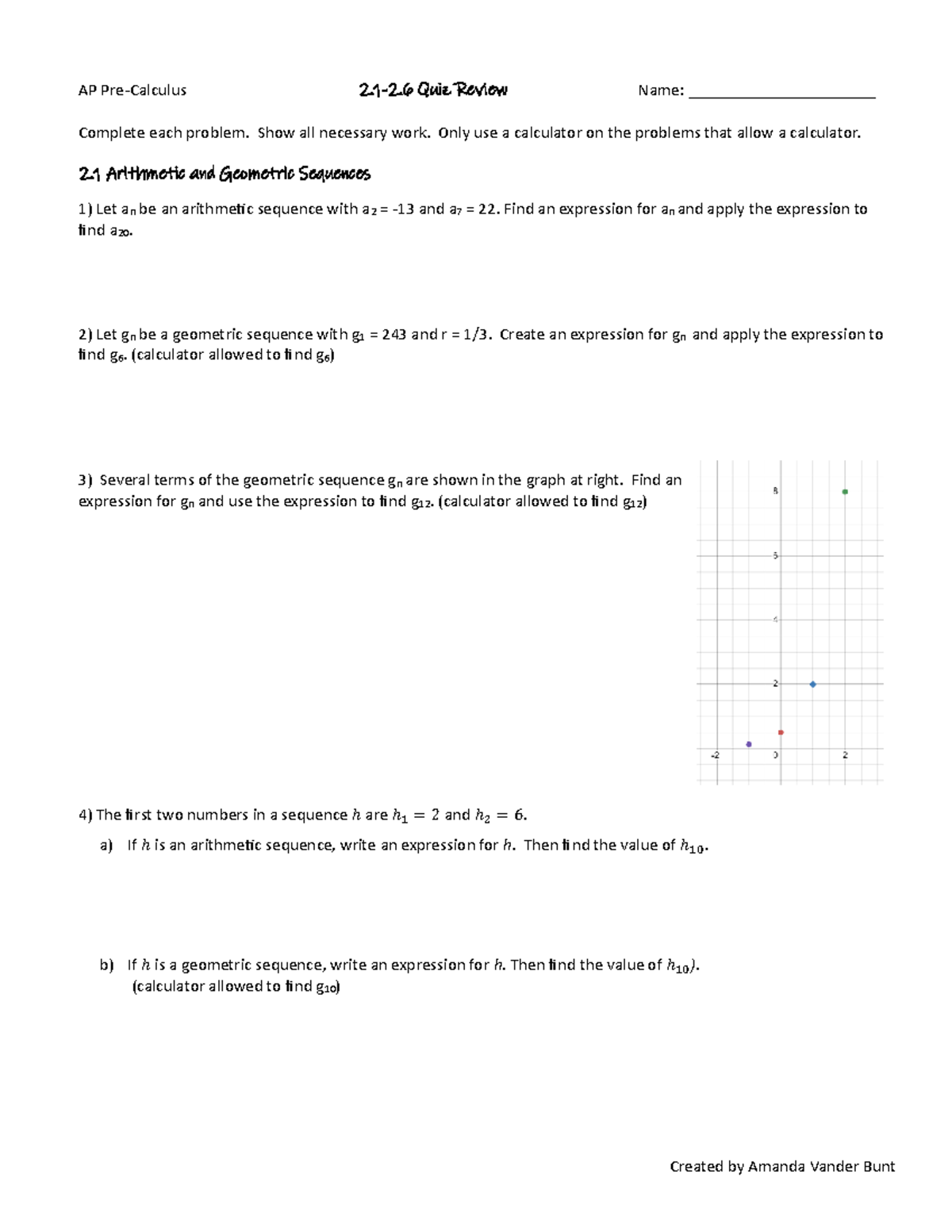 AP Quiz Review: Sequences, Functions, and Exponential Growth - Studocu