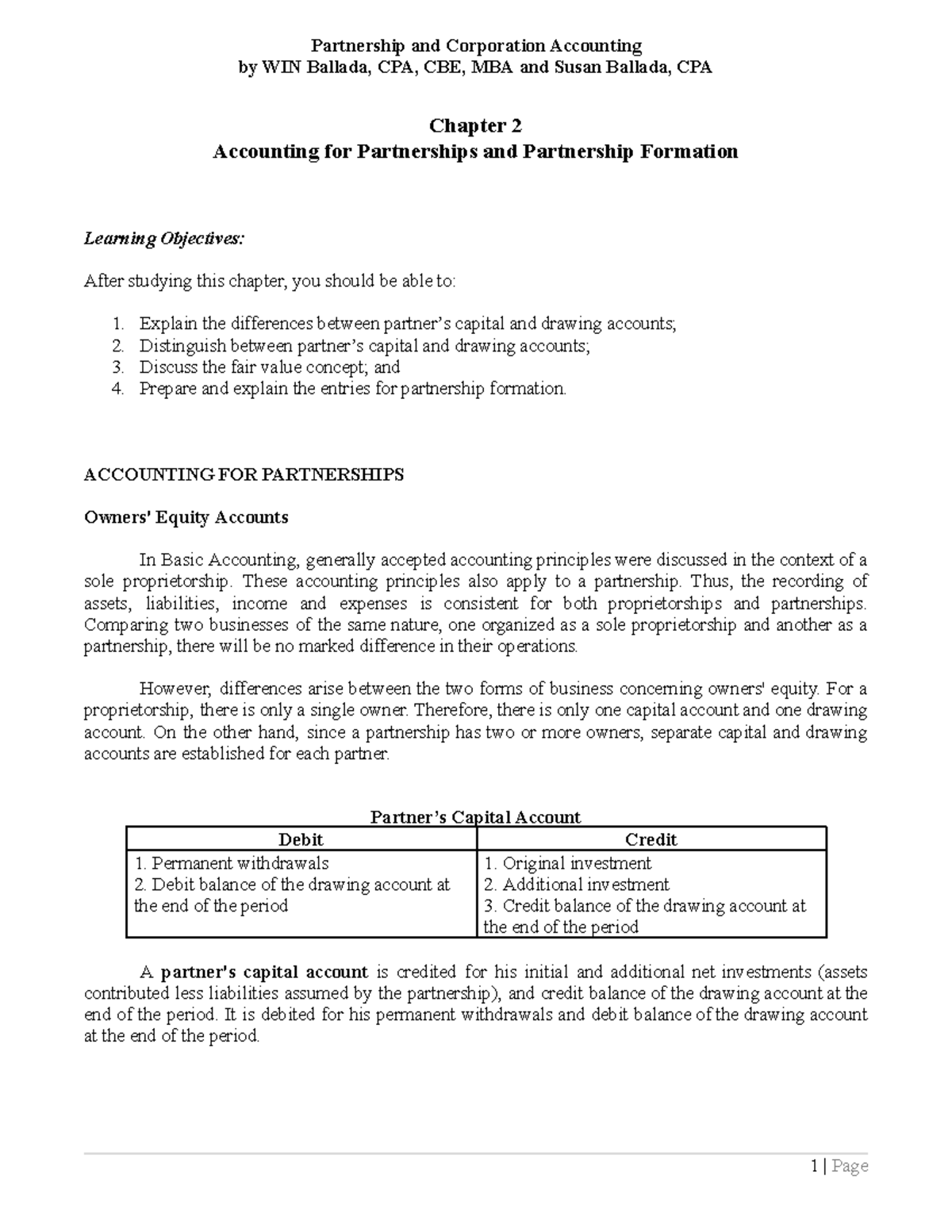 Chapter 2 - Accounting for Partnerships: Key Concepts and Notes - Studocu