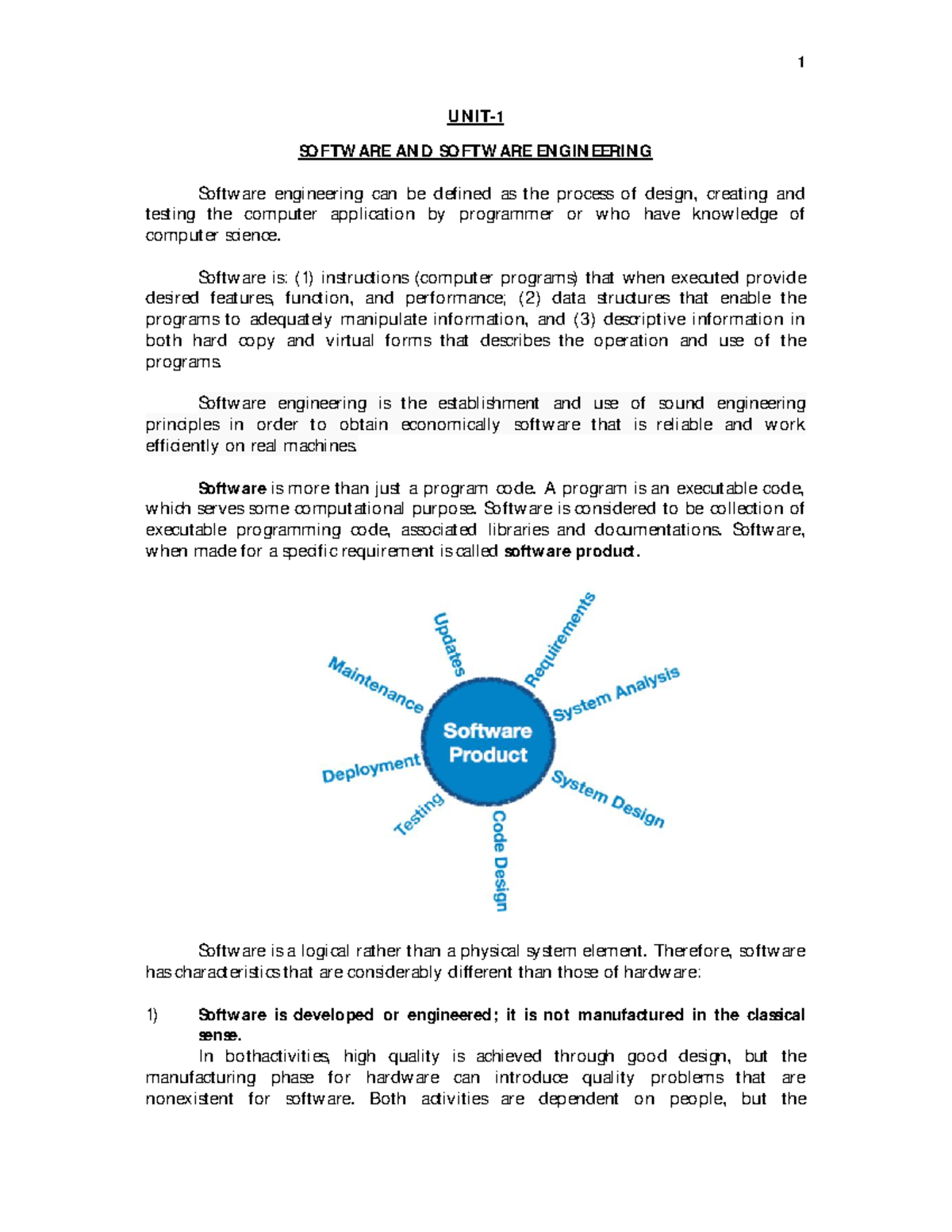 UNIT 1 - Overview of Software Engineering and Web Applications - Studocu