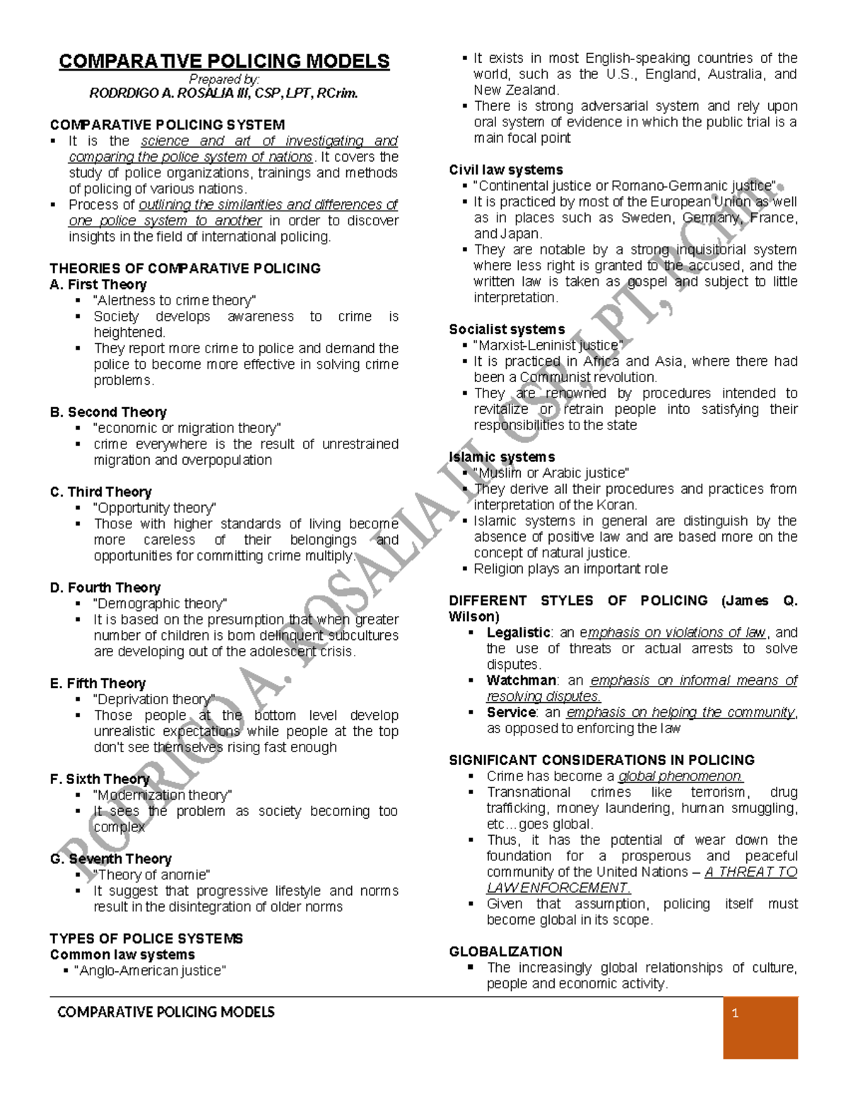 Comparative Policing Models and International Crime Response Analysis ...