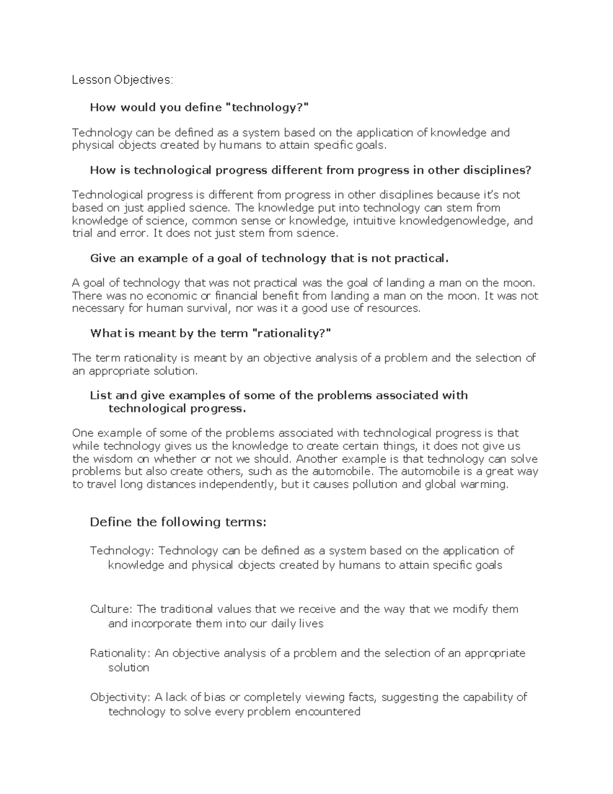 Exploring Technology: Definitions, Progress, and Rationality (Lesson ...