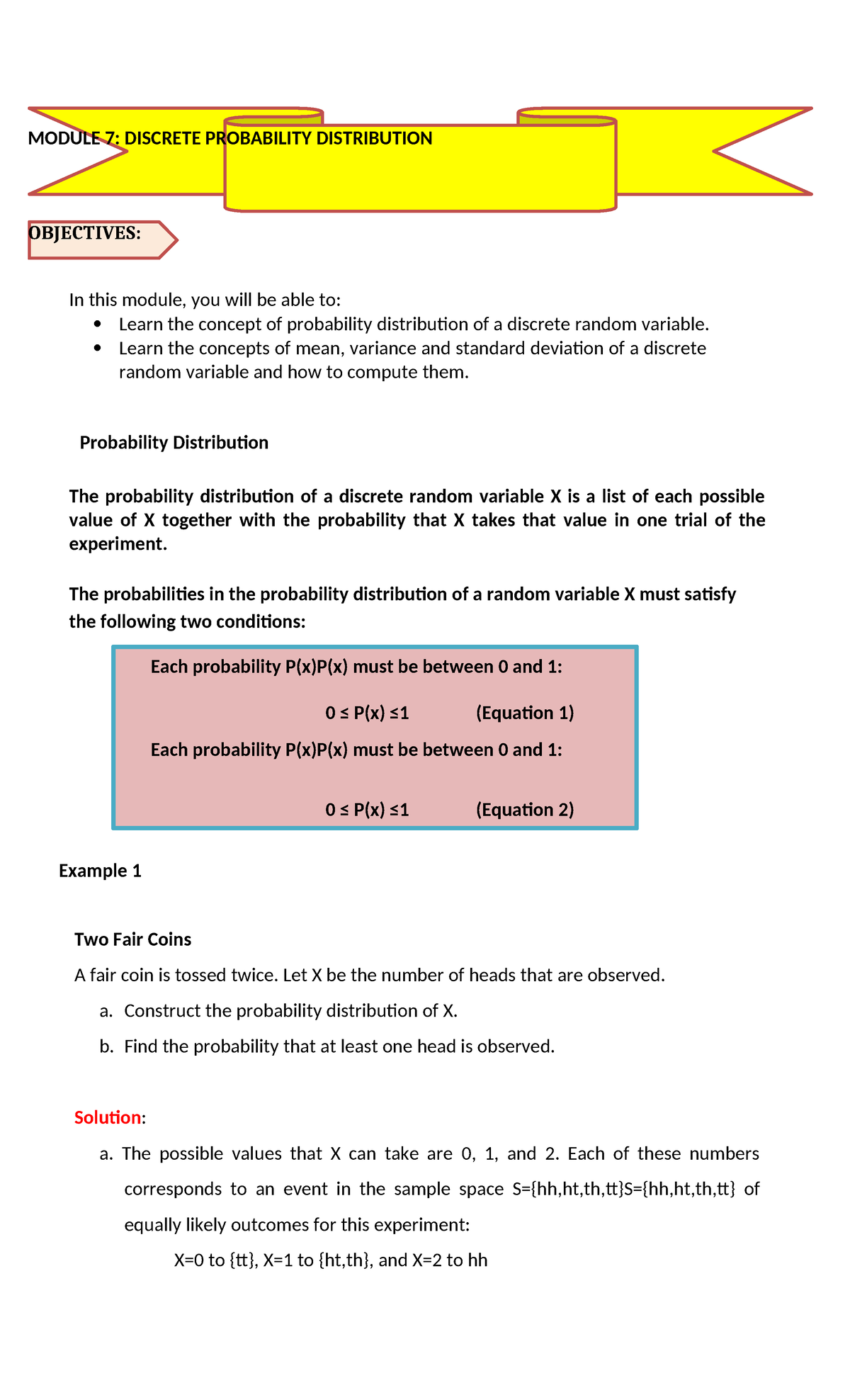 Module 7 Discrete Probability Distribution Overview And Examples Studocu