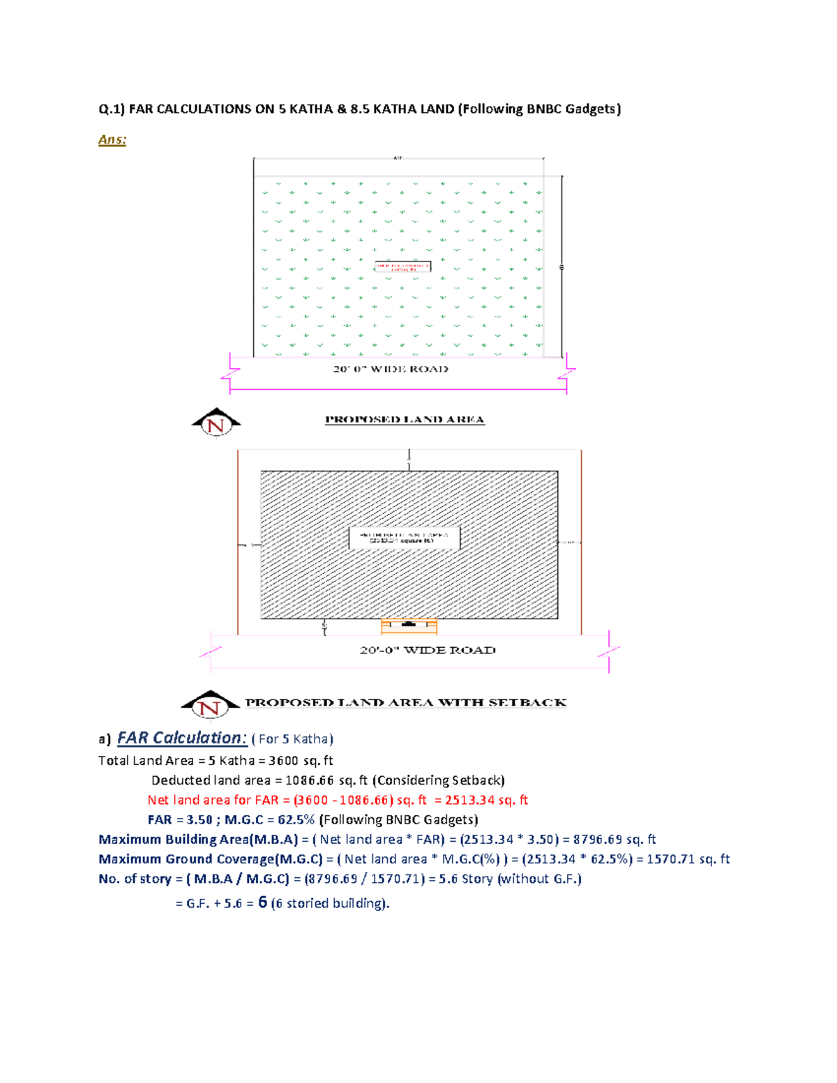 FAR Calculation as per BNBC - Q) FAR CALCULATIONS ON 5 KATHA & 8 KATHA ...