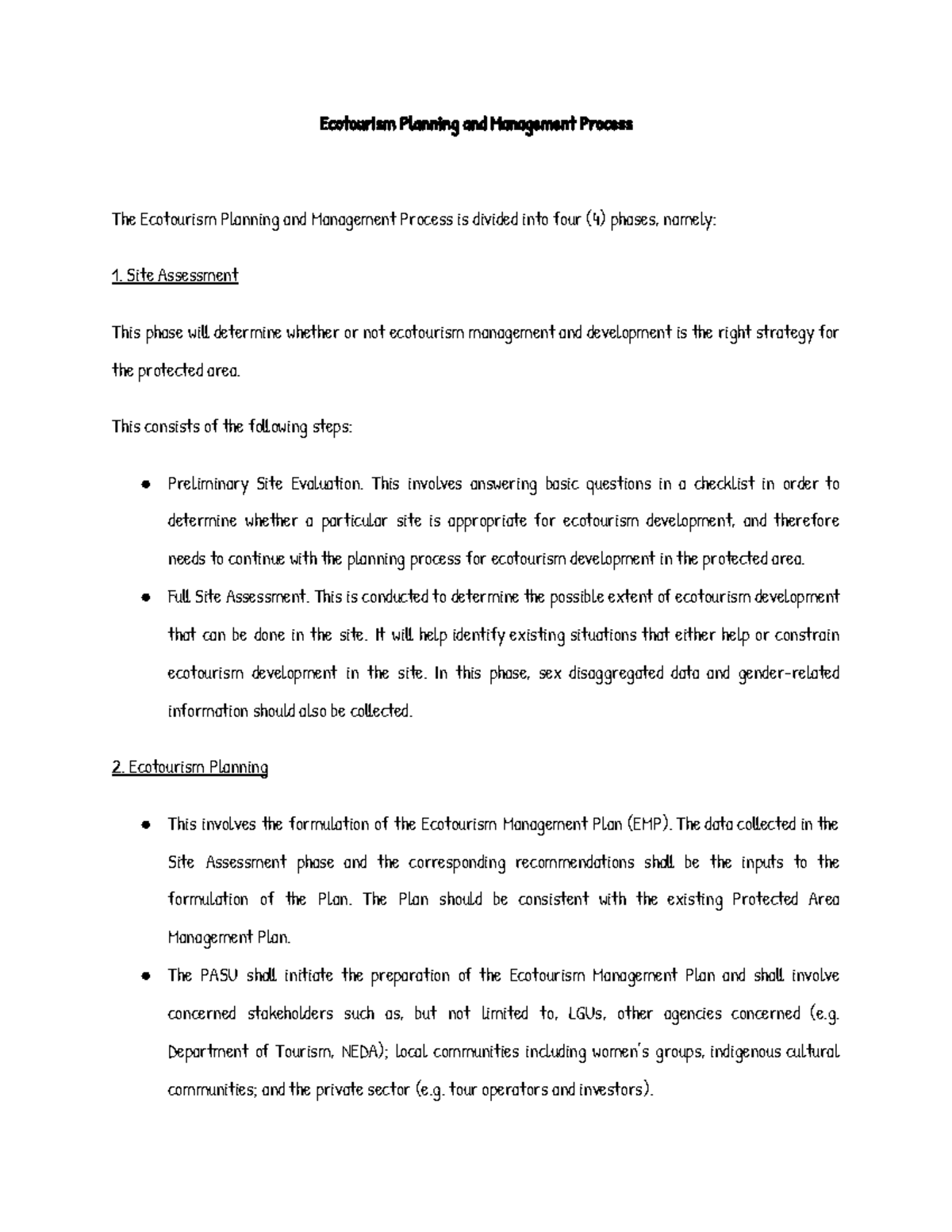 Ecotourism Planning & Management Process: Phases Explained - Studocu