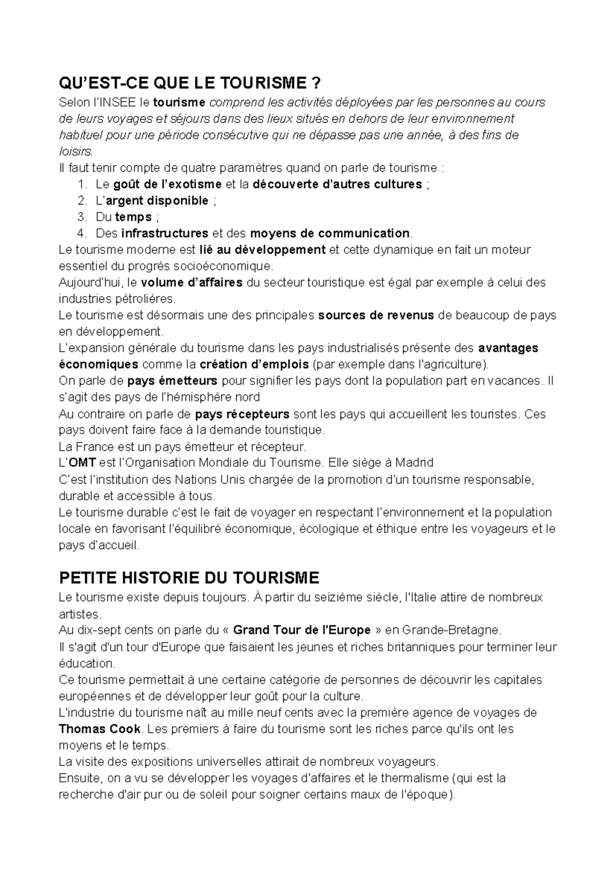 Tourisme : Concepts et Évolution - Riassunto du Livre - Studocu