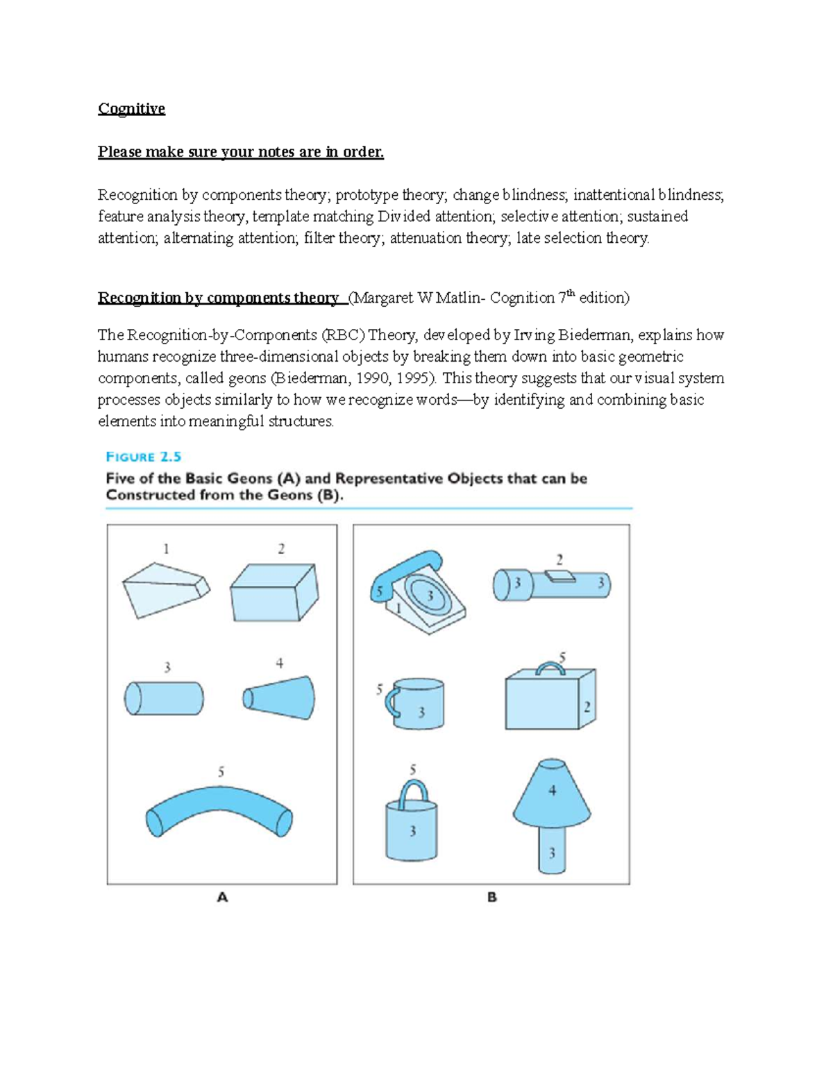 Cognitive Psychology (PSY 101): Recognition Theories and Attention ...
