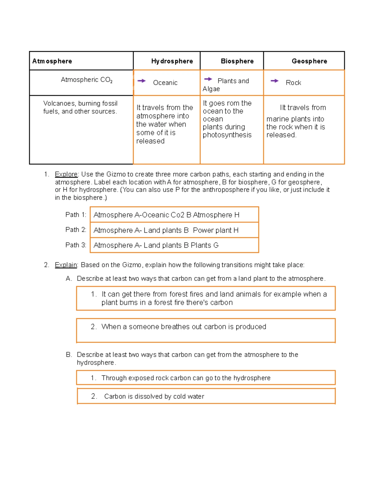 Carbon Cycle Gizmos-Page 9 - A. What is the total amount of carbon ...