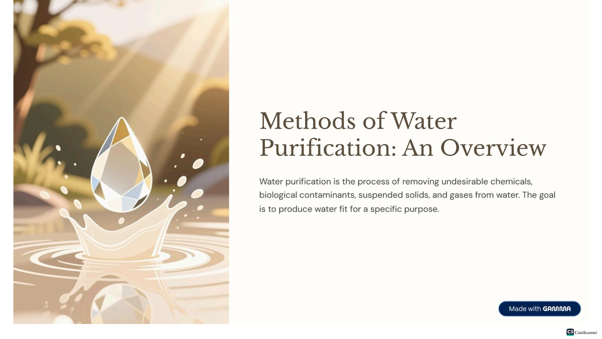 Methods of Water Purification: An Overview (CS) - Studocu