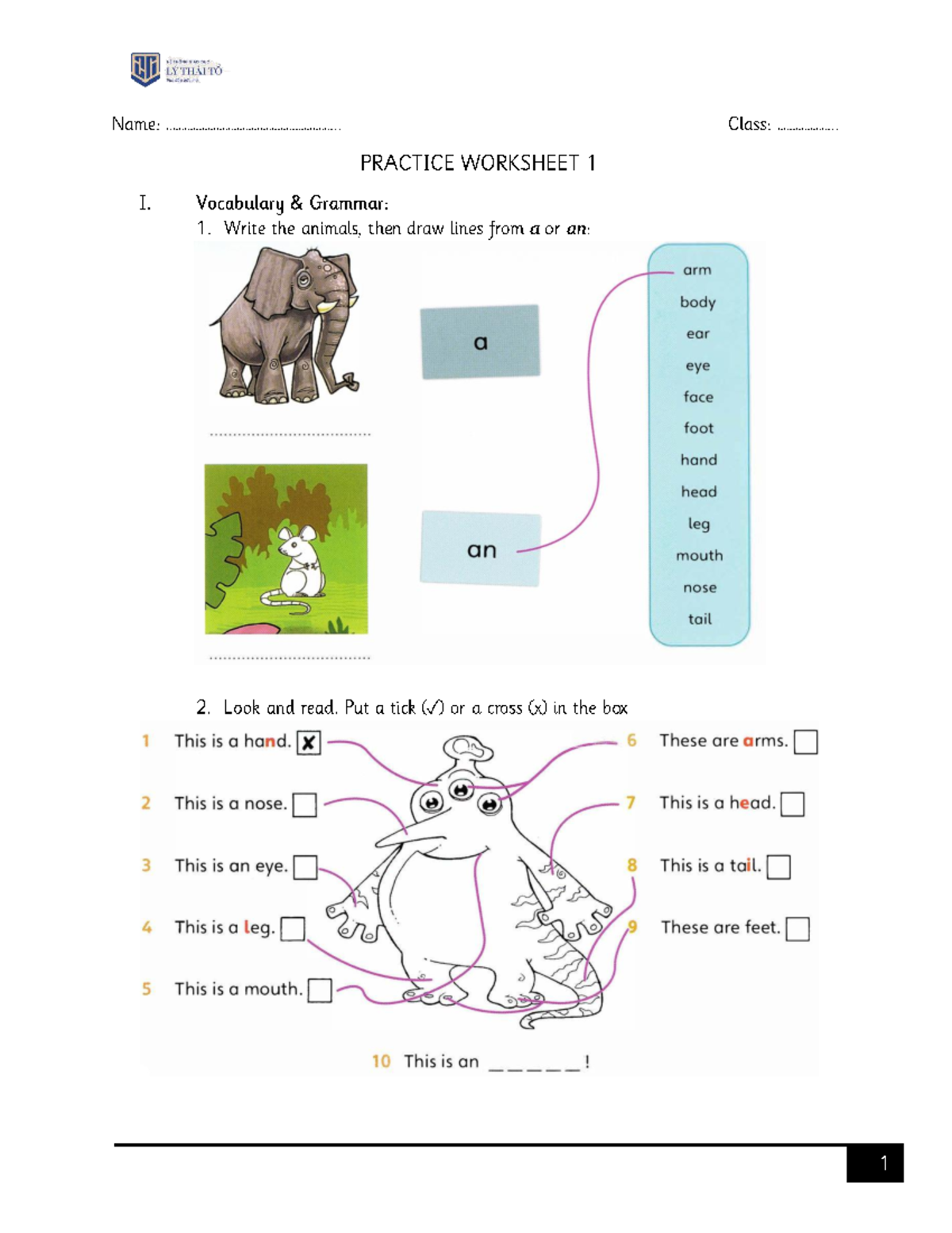 G1 Practice Worksheet 1 - Vocabulary & Grammar Activities - Studocu