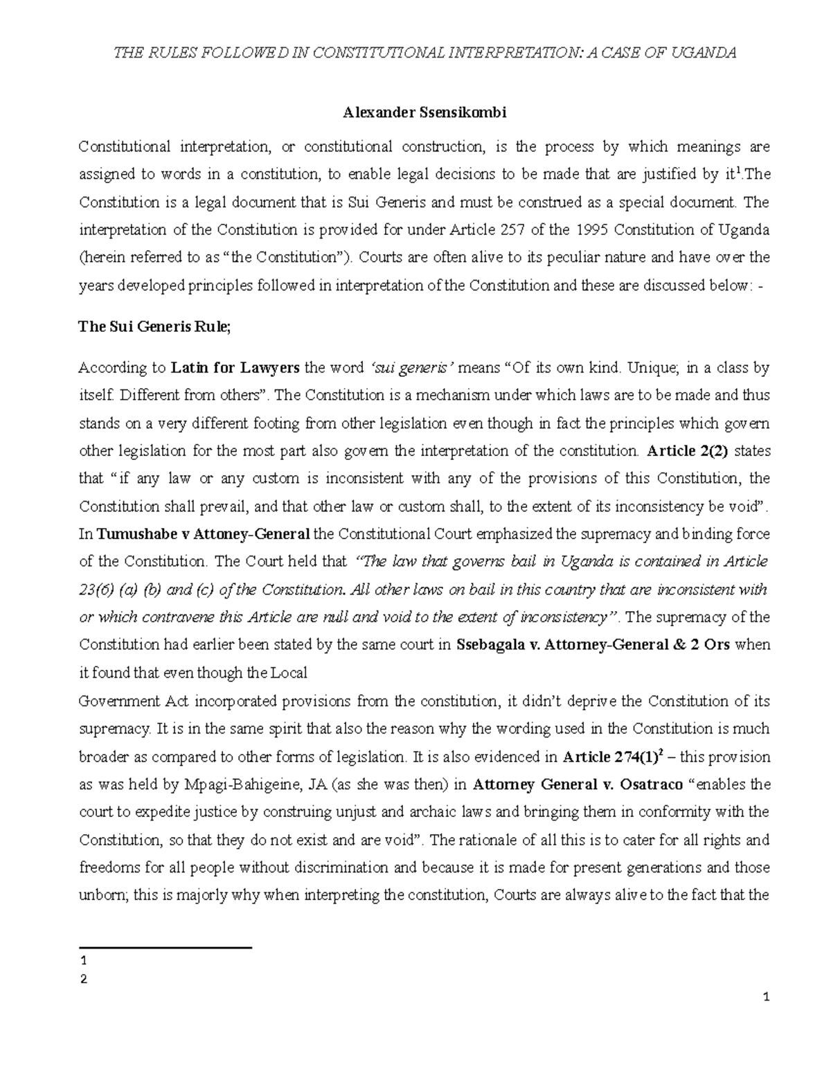 Rules of Constitutional Interpretation in Uganda: A Legal Analysis ...