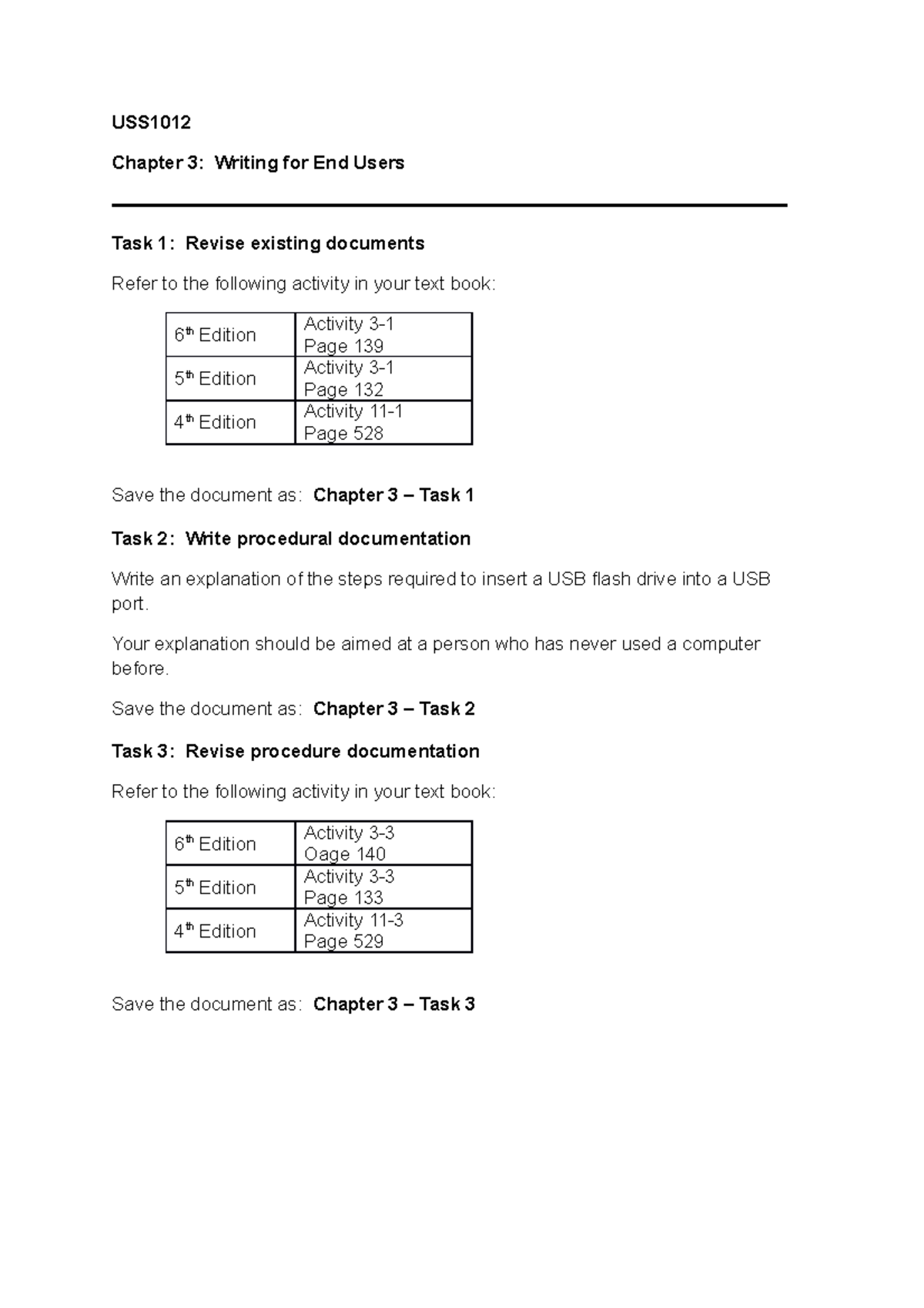 2015 USS1012 Worksheet - Chapter 3 - USS Chapter 3: Writing for End ...