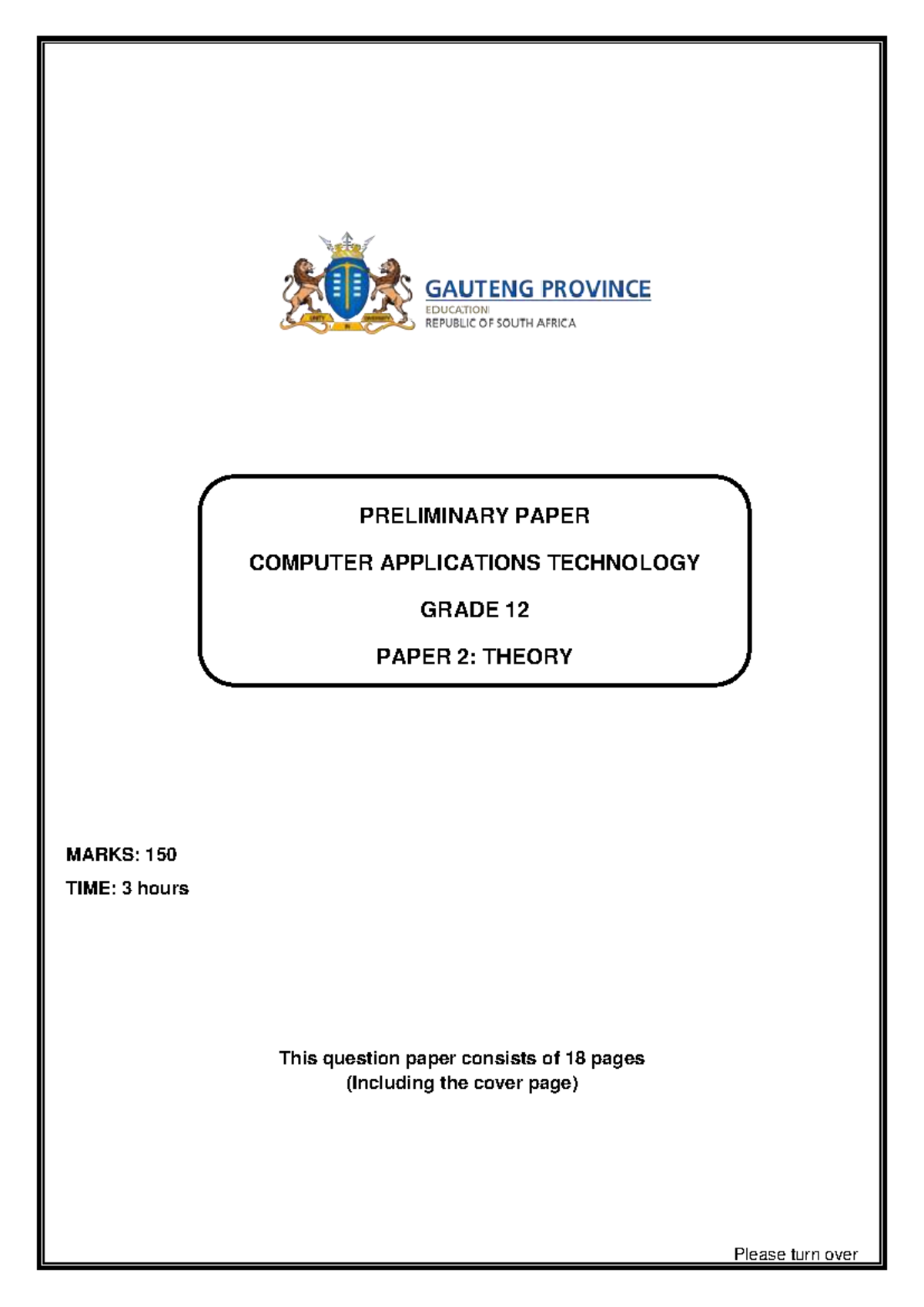 CAT Grade 12 Prelim Paper 2: Theory 2024 - Studocu