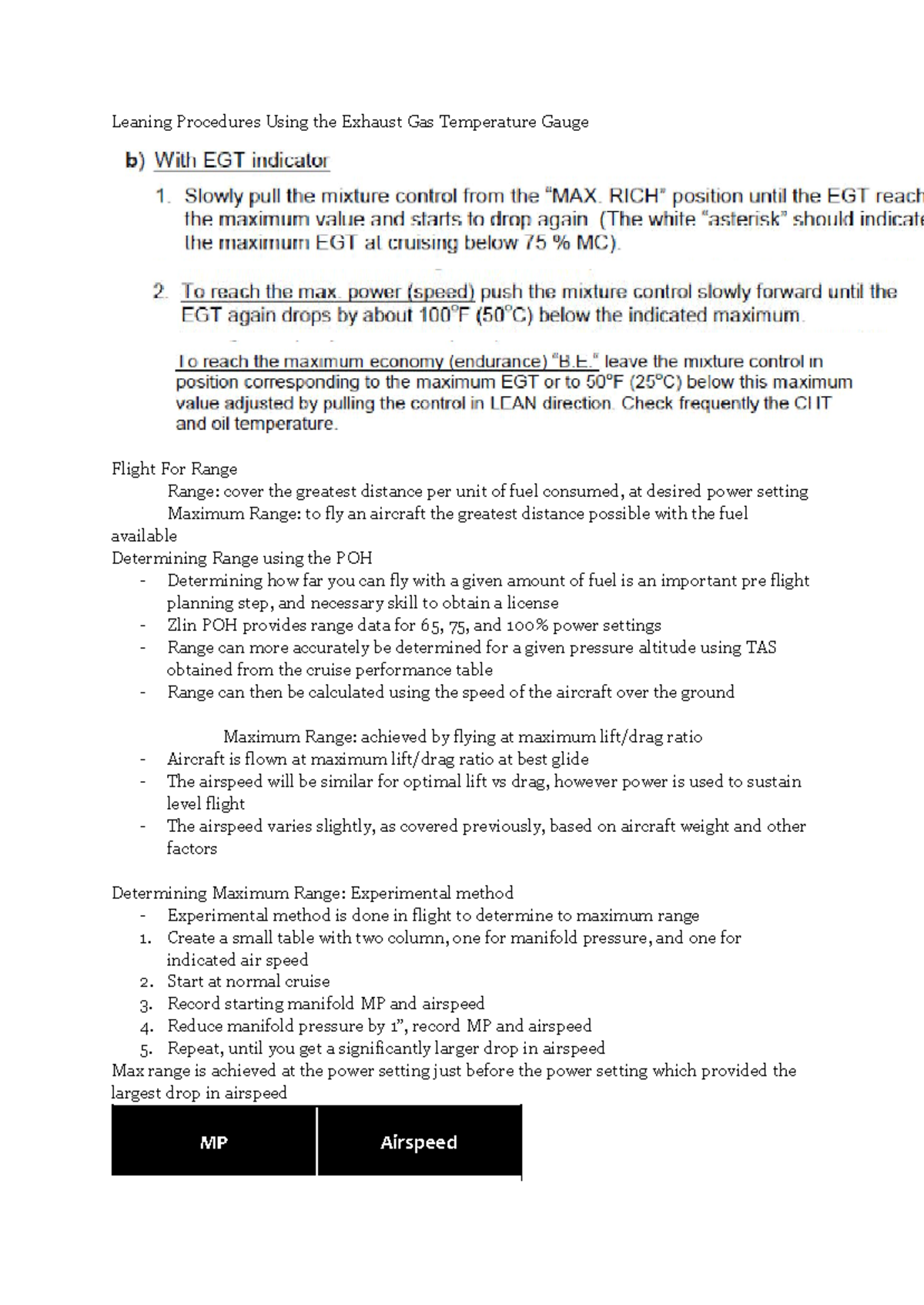 PGI #10: Range & Endurance Flight Procedures Using EGT Gauge - Studocu