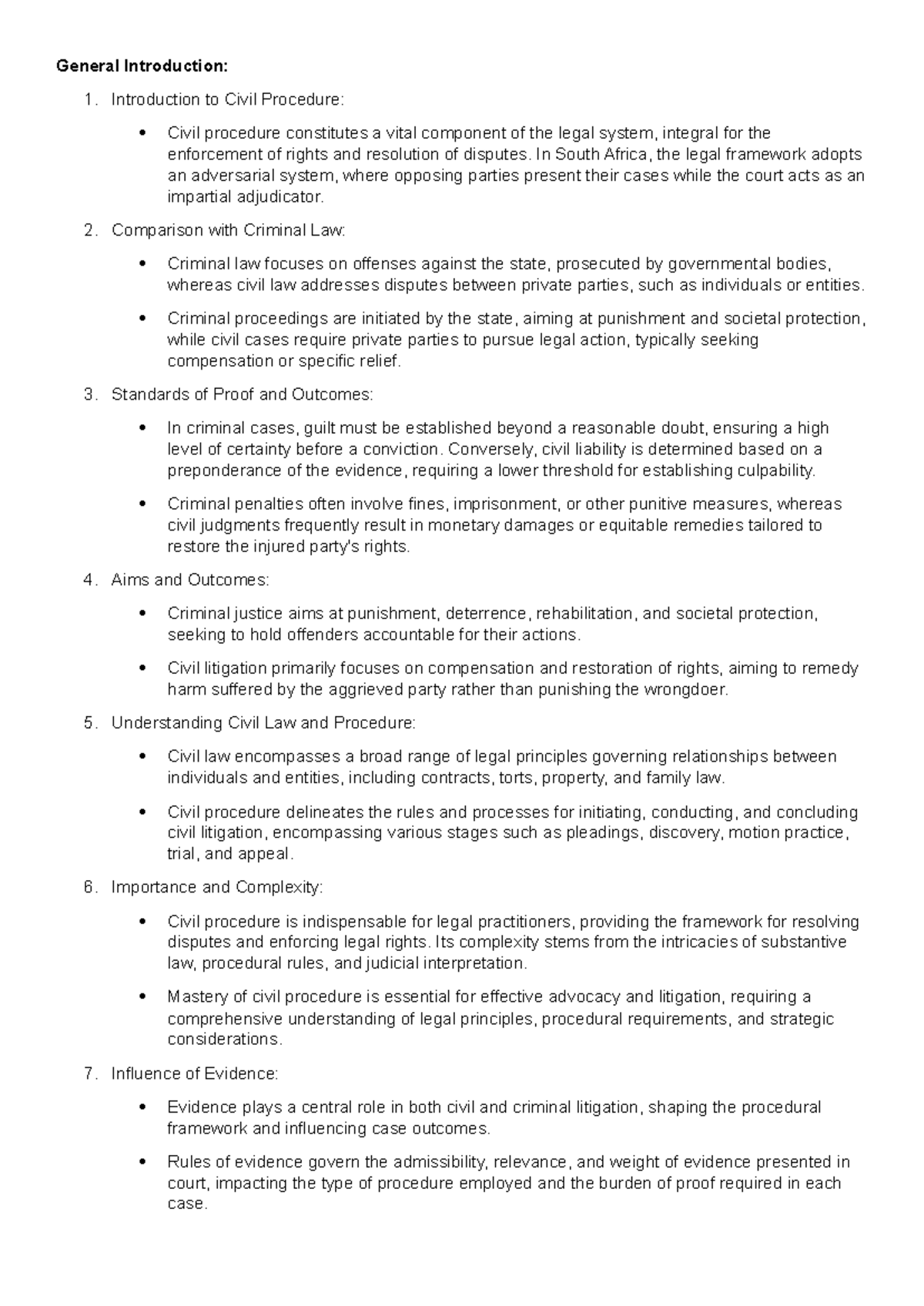 Civil Procedure Overview: Introduction & Stages 1-2 - Studocu