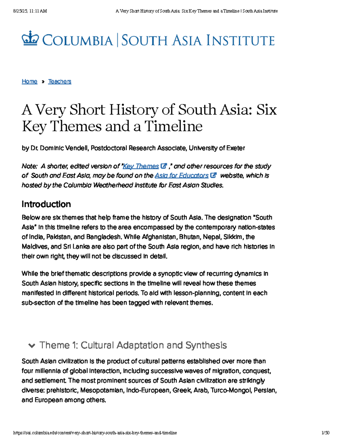 A Very Short History of South Asia: Key Themes & Timeline Analysis ...