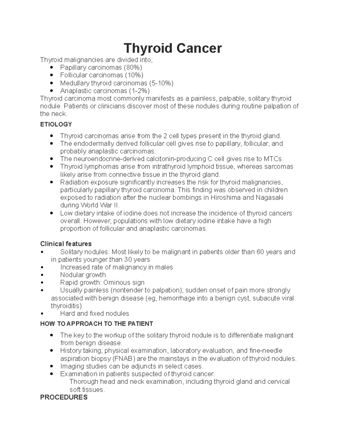Thyroid Cancer Overview: Key Notes for Student Understanding - Studocu