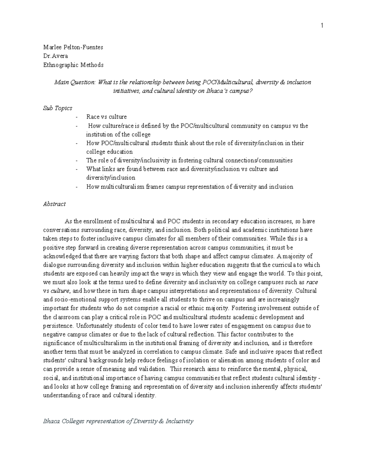 Ethnographic Methods Research Proposal - Marlee Pelton-Fuentes Dr ...
