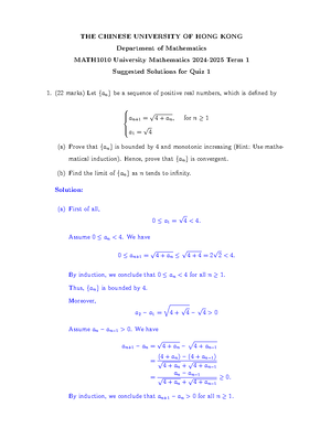 University Mathematics - MATH 1010 - Studocu