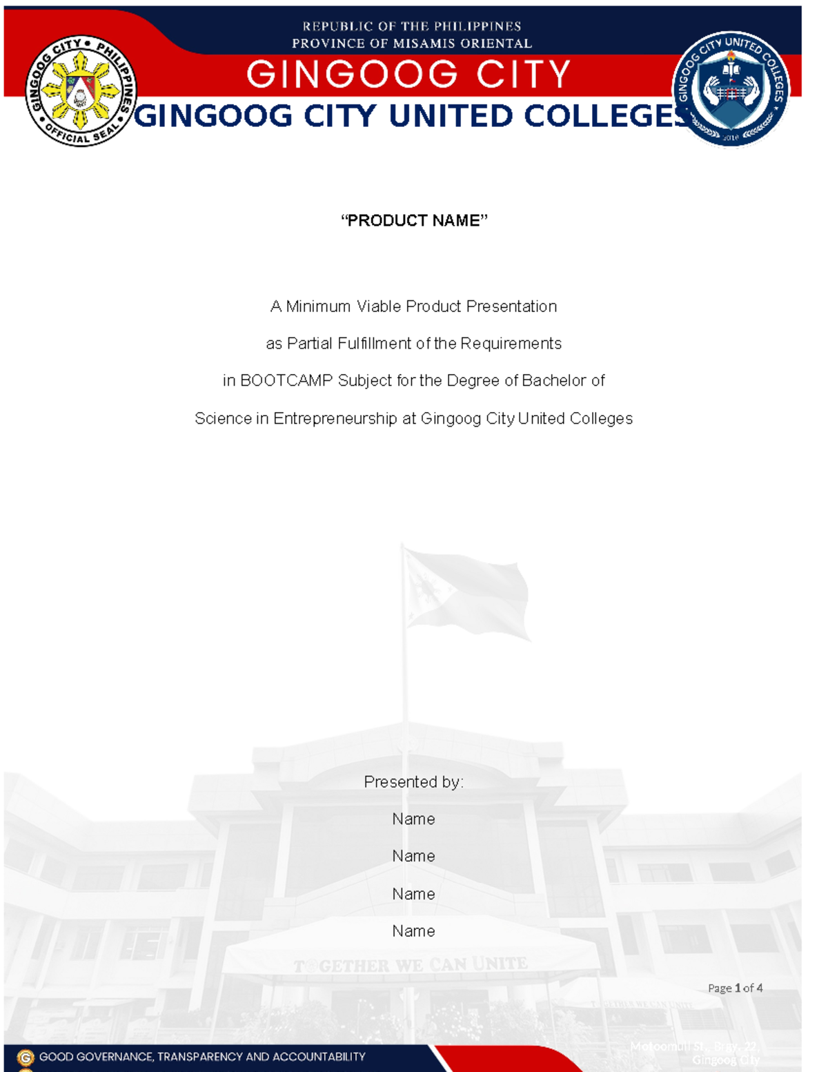 MVP-Presentation-Template - Motoomull St., Brgy. 22, “PRODUCT NAME” A ...