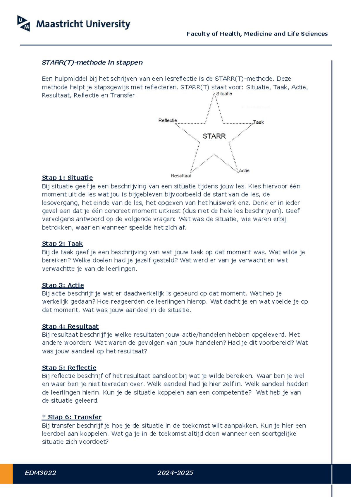 STARR(T)-methode in stappen: Lesreflectie met EDM3022 2024 - Studeersnel