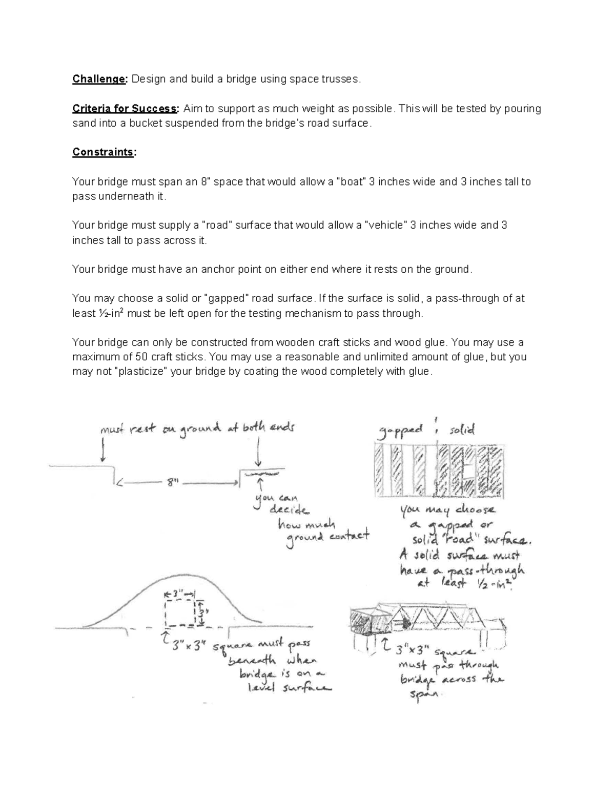 Bridge Challenge: Design & Build a Space Truss Structure - Studocu
