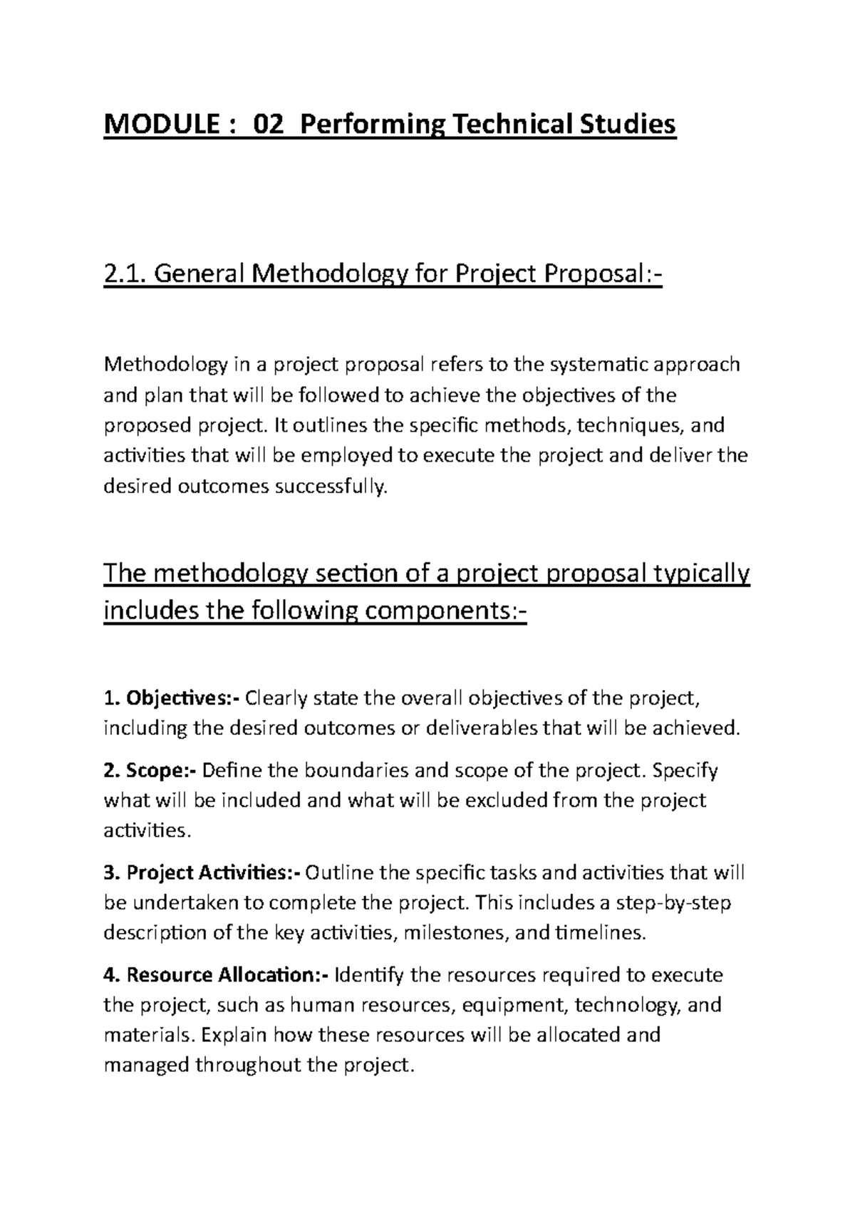 TW Module 2: Methodology for Project Proposals in Technical Writing ...