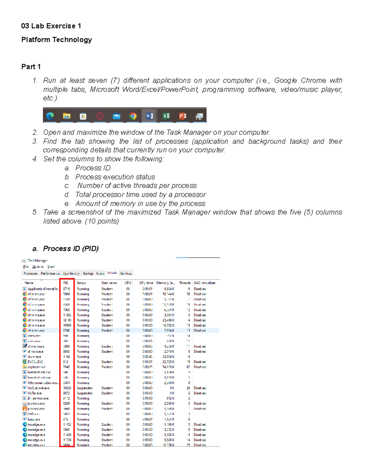 03 Lab Exercise 1: Analyzing Platform Technology Processes - Studocu