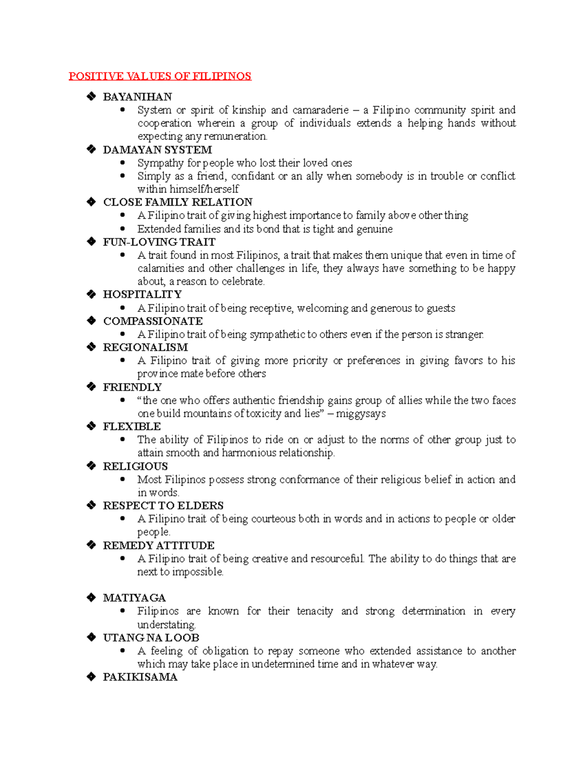 Positive AND Negative Values OF Filipinos - Philippine Popular Culture ...