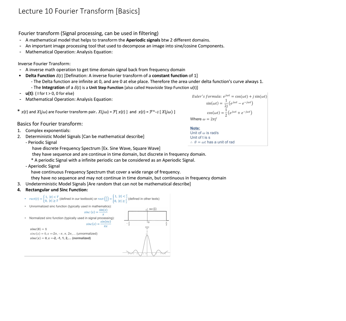 Lecture 10 Fourier Transform [Basics] - Fourier transform (Signal ...