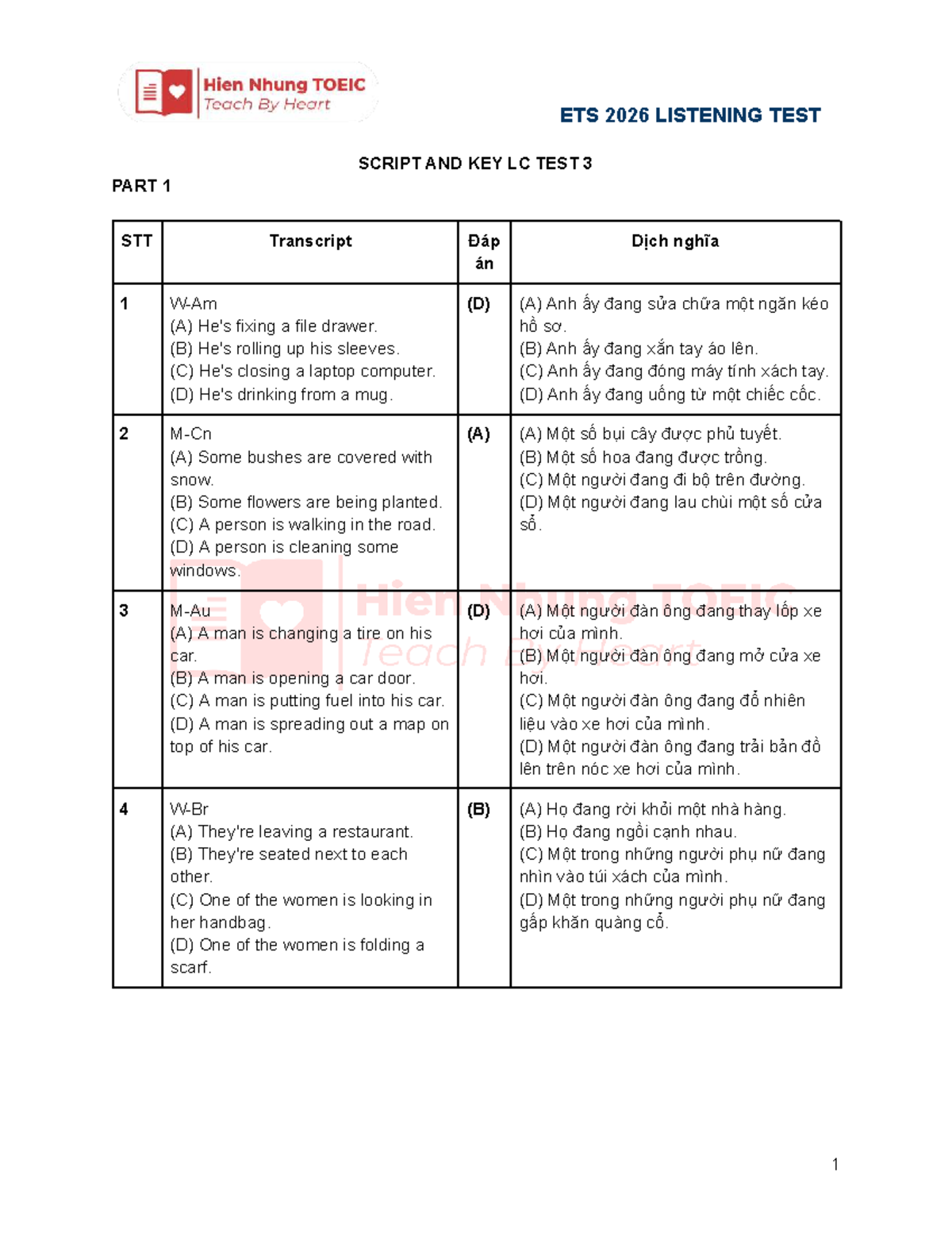 ETS 2026 Listening Test 3: Script and Answer Key - Studocu