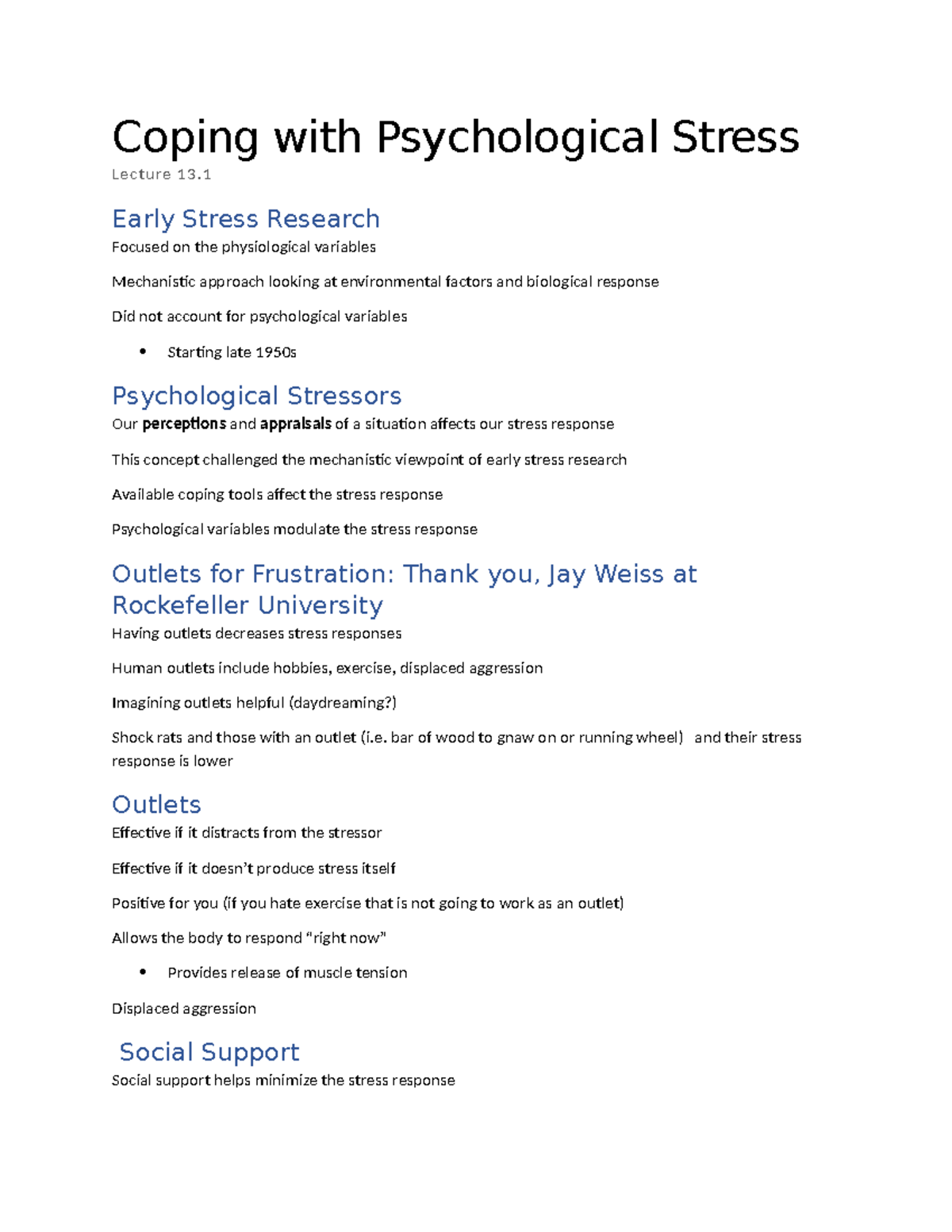 13.1 Coping with Psychological Stress - Coping with Psychological ...