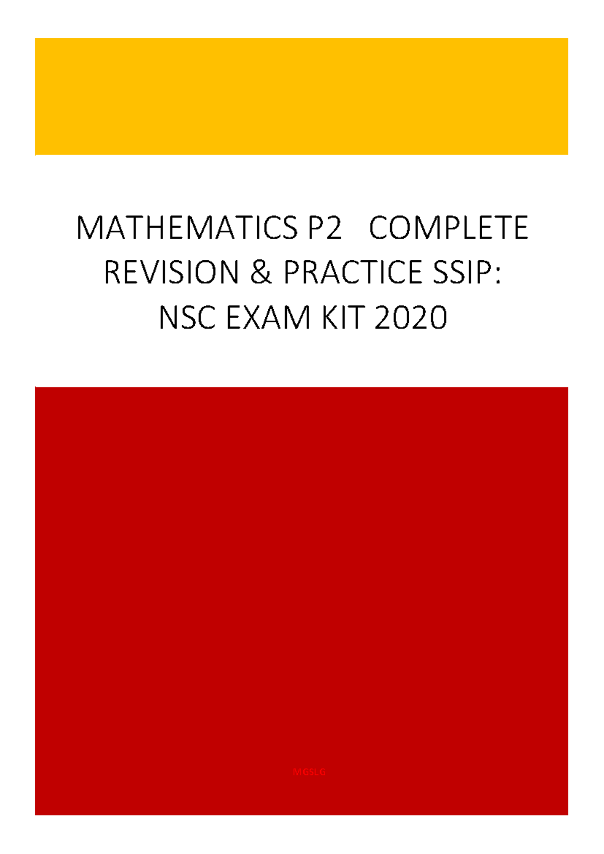 Mathematics P2 Exam Kit 2020: Complete Revision & Practice Guide - Studocu