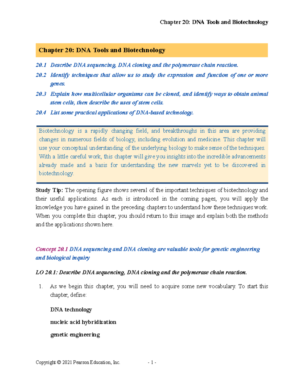 Campbell Bio Ch 20 Review Guide: DNA Tools & Biotechnology 12th Ed ...