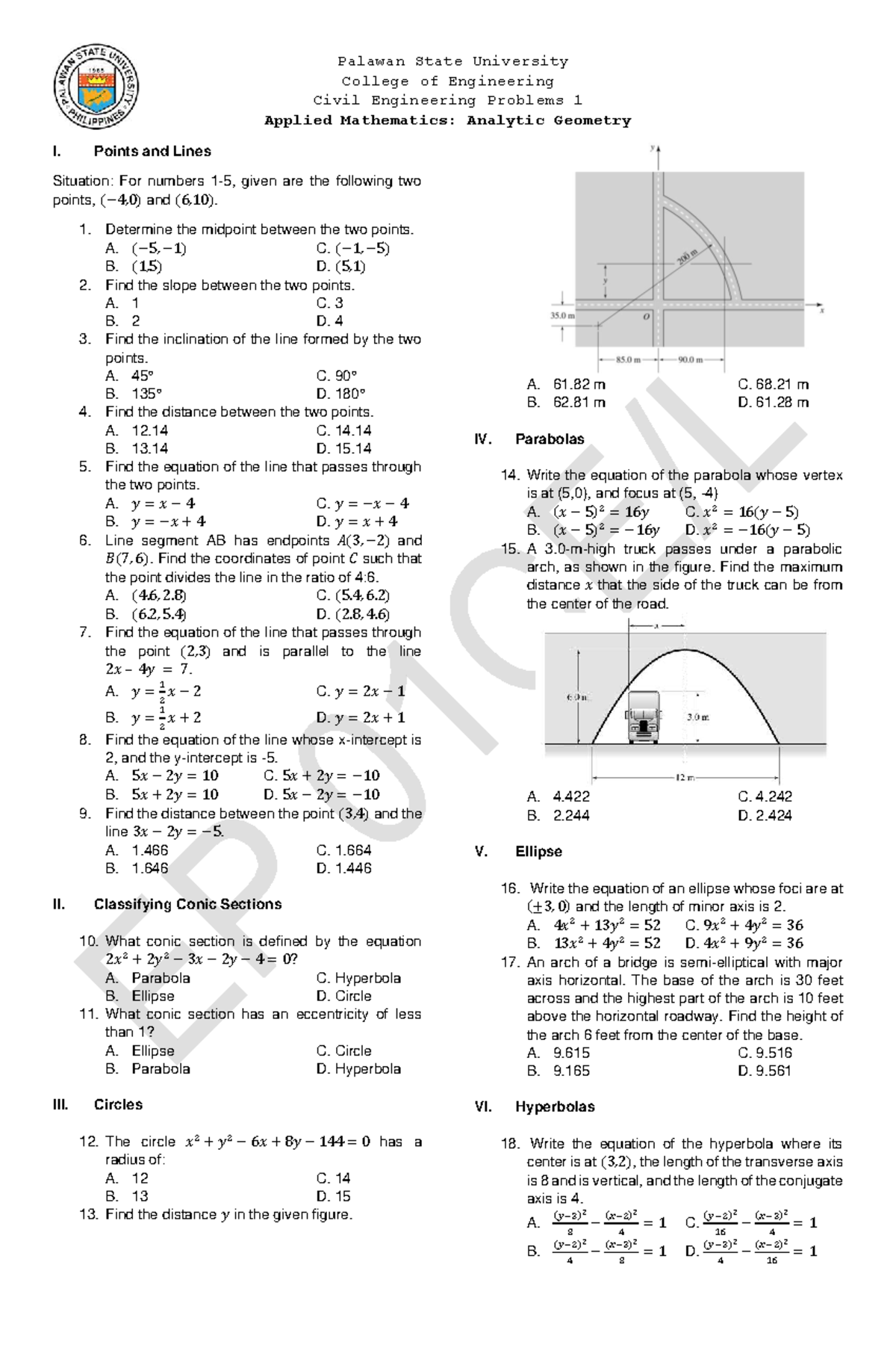 EP 01CEL Module 5 - Analytic Geometry: Points, Lines, and Conics - Studocu