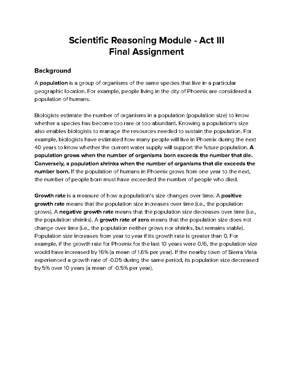 Scientific Reasoning Lab: Act III Population Growth & Prey Analysis ...