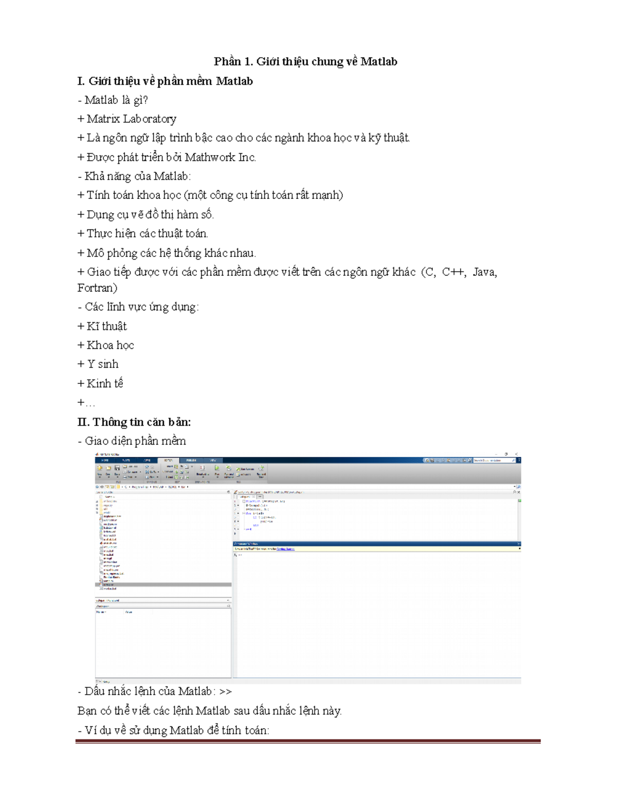 [TH HT] Hướng dẫn Thực hành Matlab 2019 - Studocu