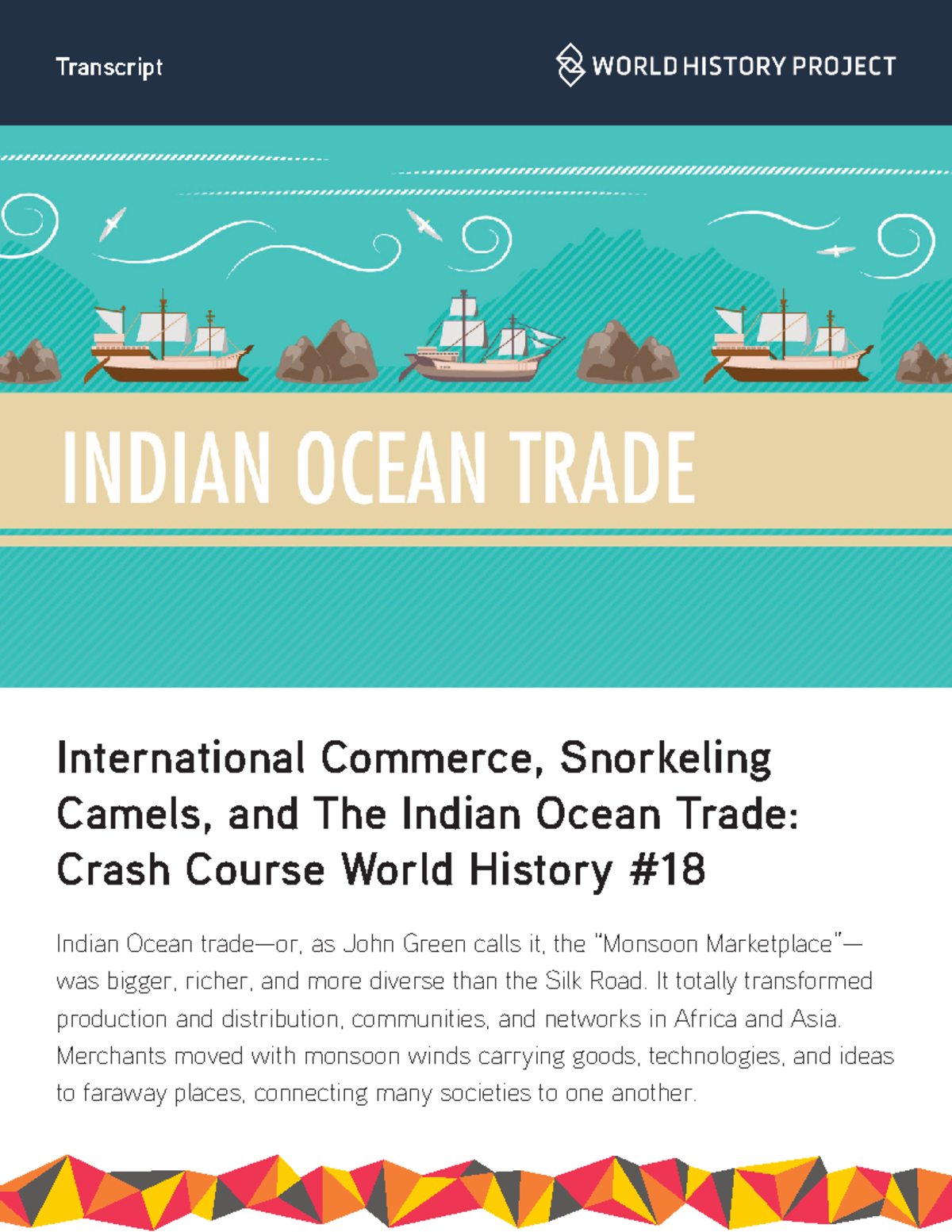 CCWH 18: Exploring the Indian Ocean Trade and its Global Impact - Studocu