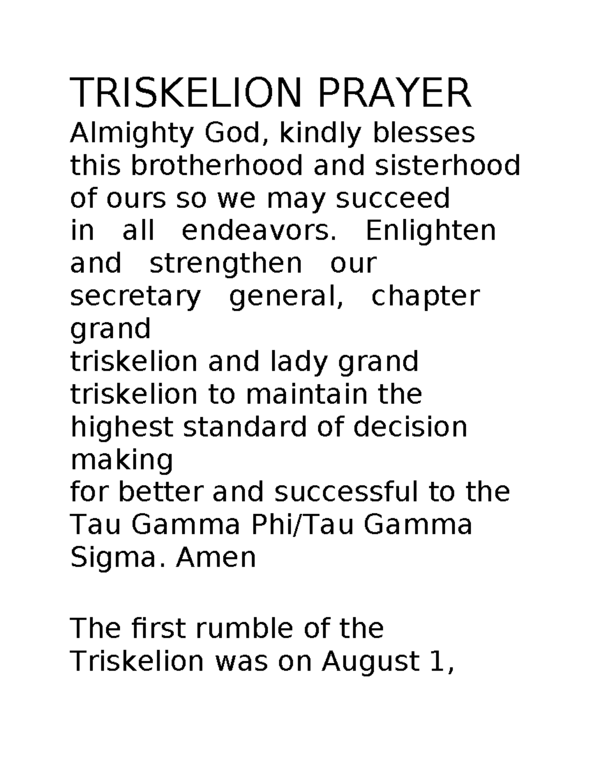 Triskelion 3 - adawwa - BS Criminology - TRISKELION PRAYER Almighty God ...