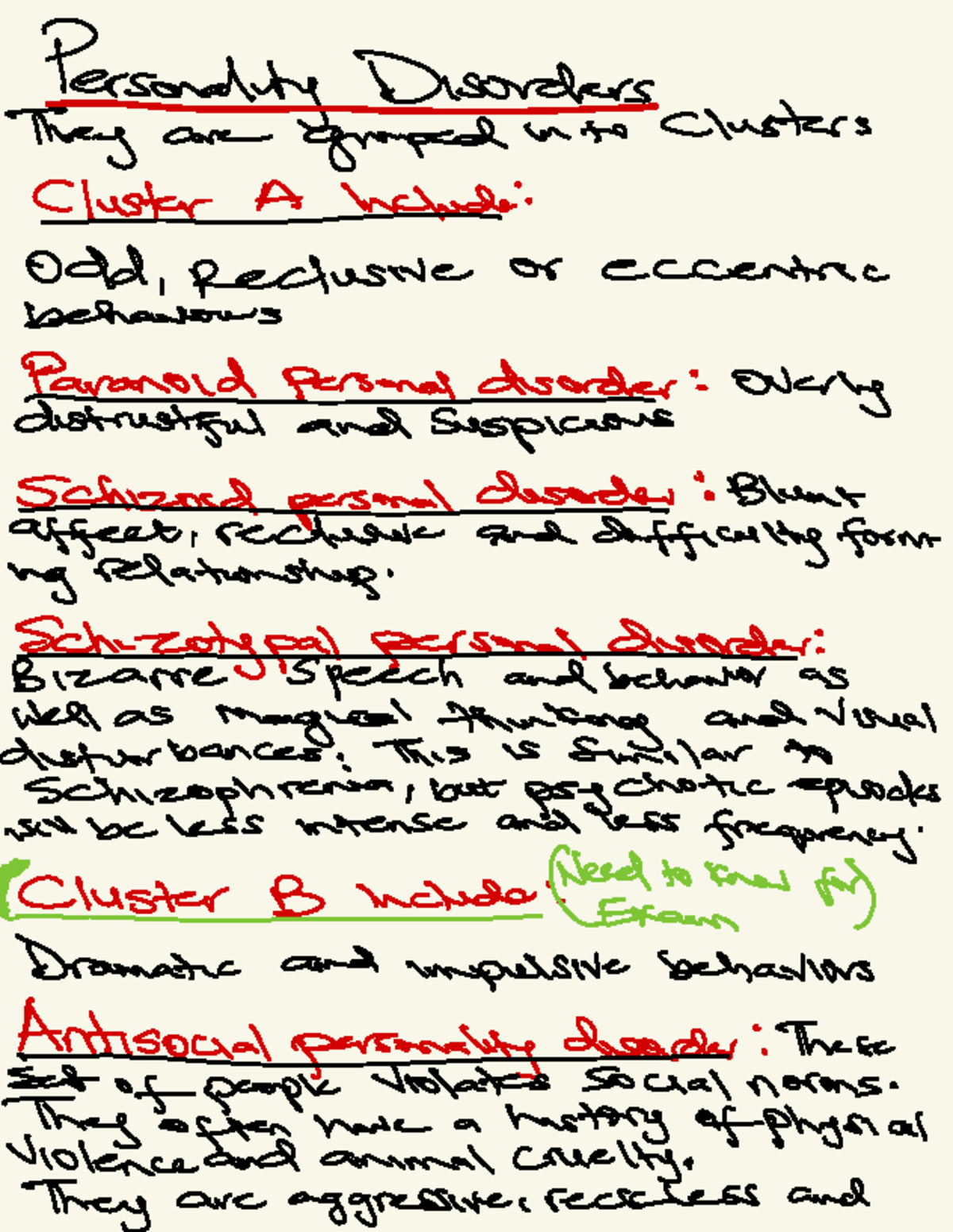 Personality Disorders: Understanding Cluster A, B, and C Types - Studocu