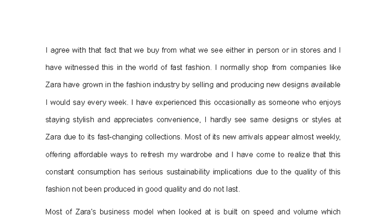 ZARA FAST Fashion: Sustainability Challenges and Consumer Impact - Studocu