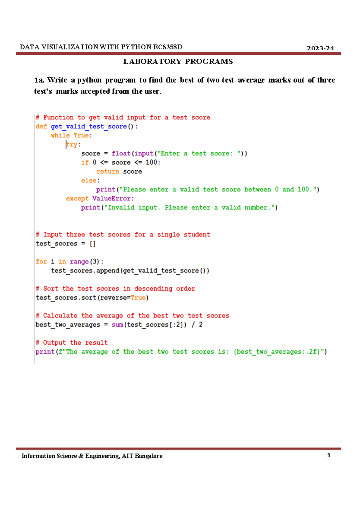 Python 1-7 - LABORATORY PROGRAMS 1a. Write a python program to find the ...