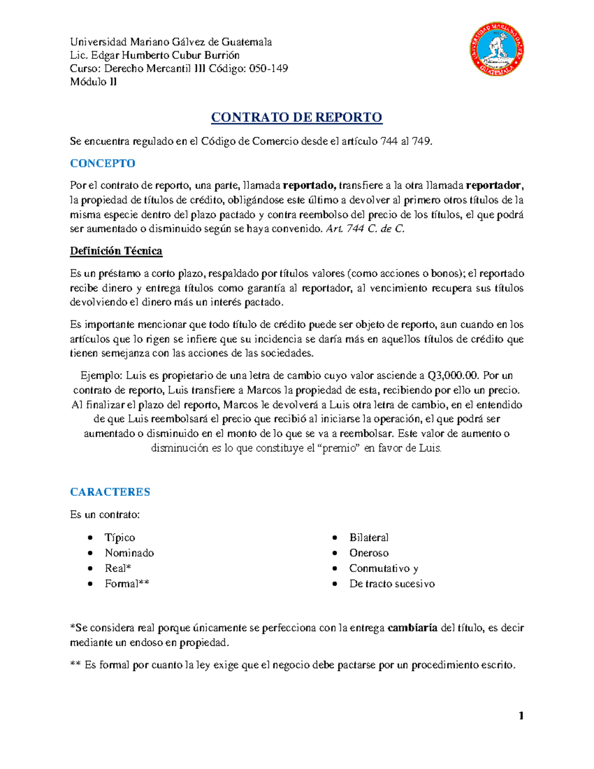 Derecho Mercantil Módulo II: Contrato de Reporto y Tarjetas de Crédito ...
